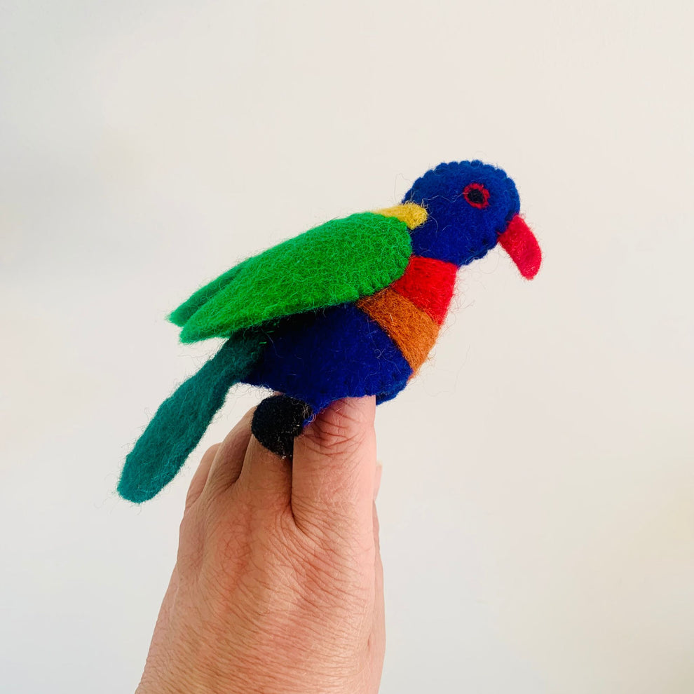 Rainbow Lorikeet Felt Finger Puppet - Australian Native Bird – Ninch Kids