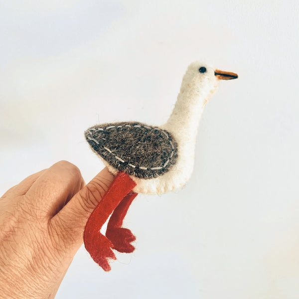 Silver Gull Felt Finger Puppet - Australian Native Bird – Ninch Kids